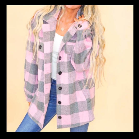 BiBi | Jackets & Coats | Xmas Blowout Blushgrey Bibi Checkered Button ...